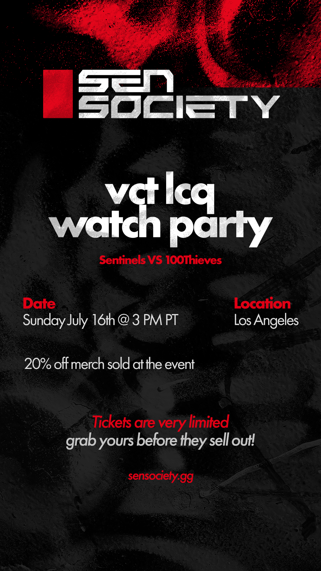 LCQ Watch Party Tickets - SEN VS 100T July 16th