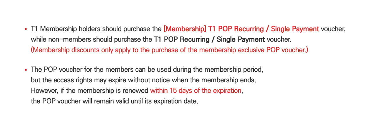 [Membership] T1 POP Single Payment